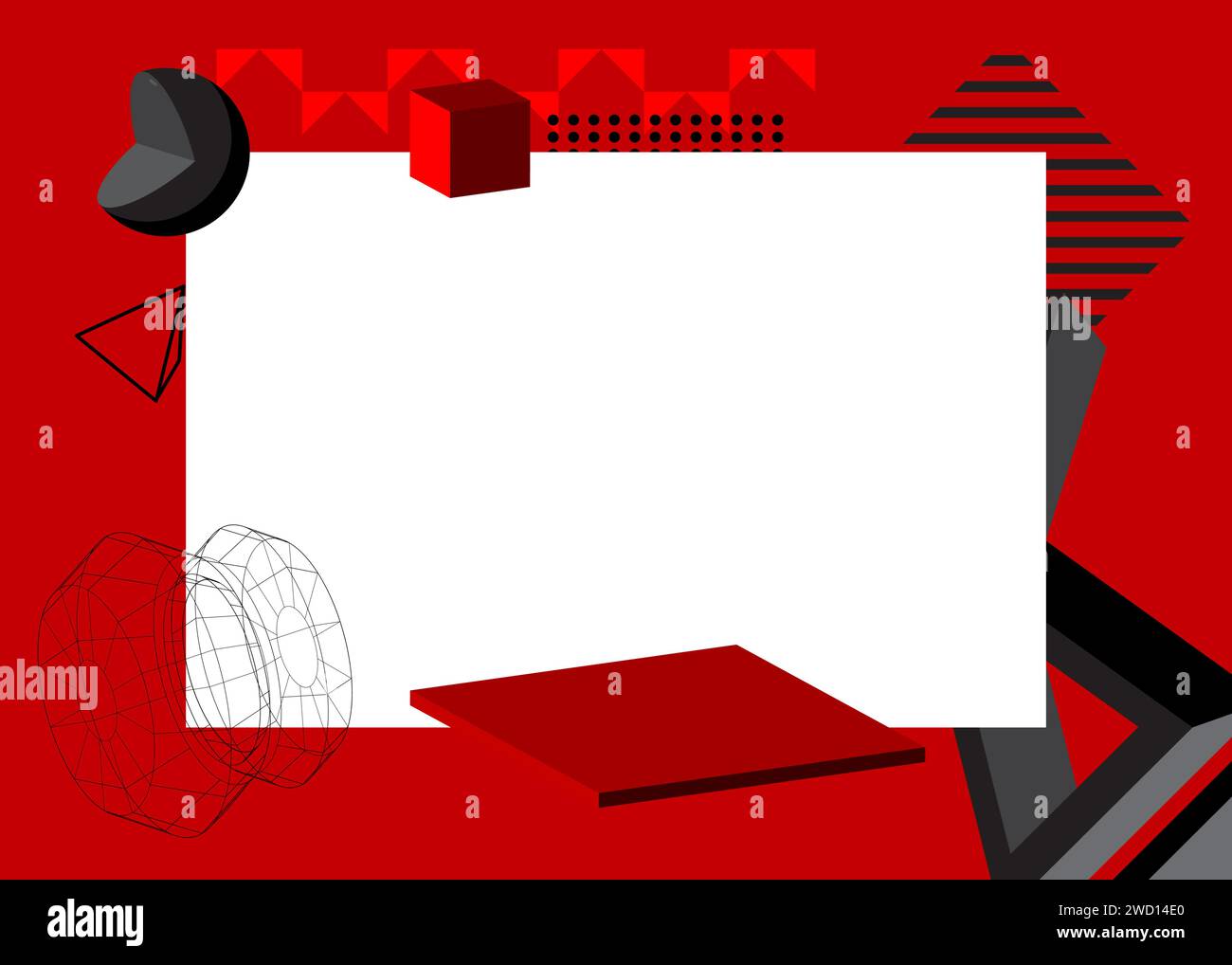 Balck and red geometrical graphic retro theme background with place for ...