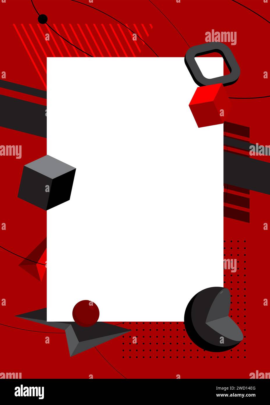 Balck and red geometrical graphic retro theme background with place for ...