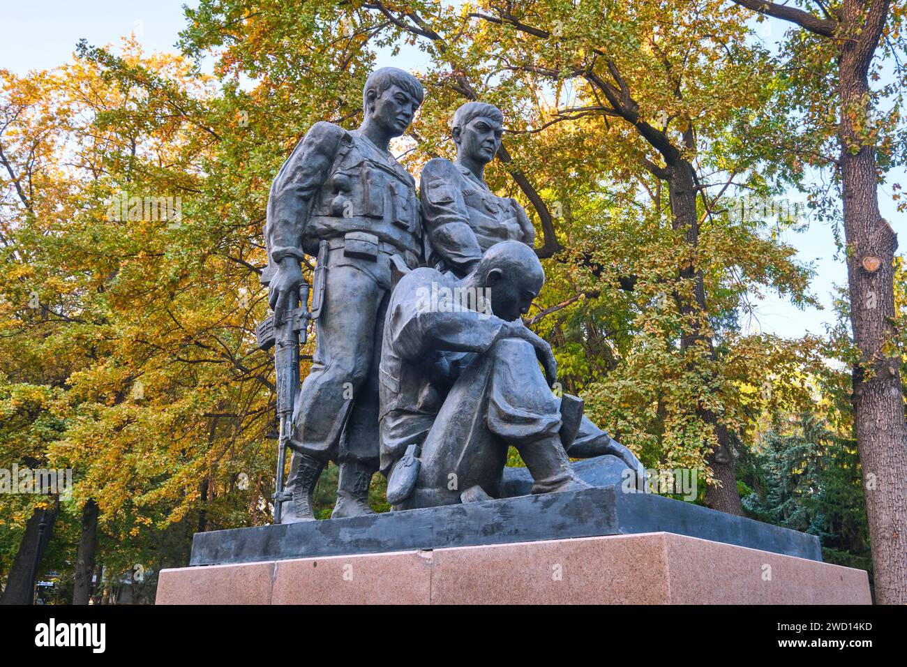 A military, armed forces war memorial for dead, killed soldiers in ...