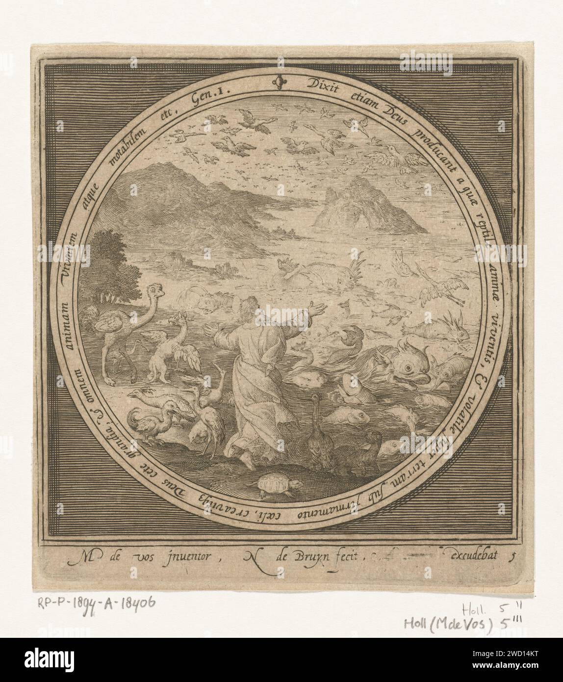 Fifth day of creation: God creates fish and birds, Nicolaes de Bruyn ...