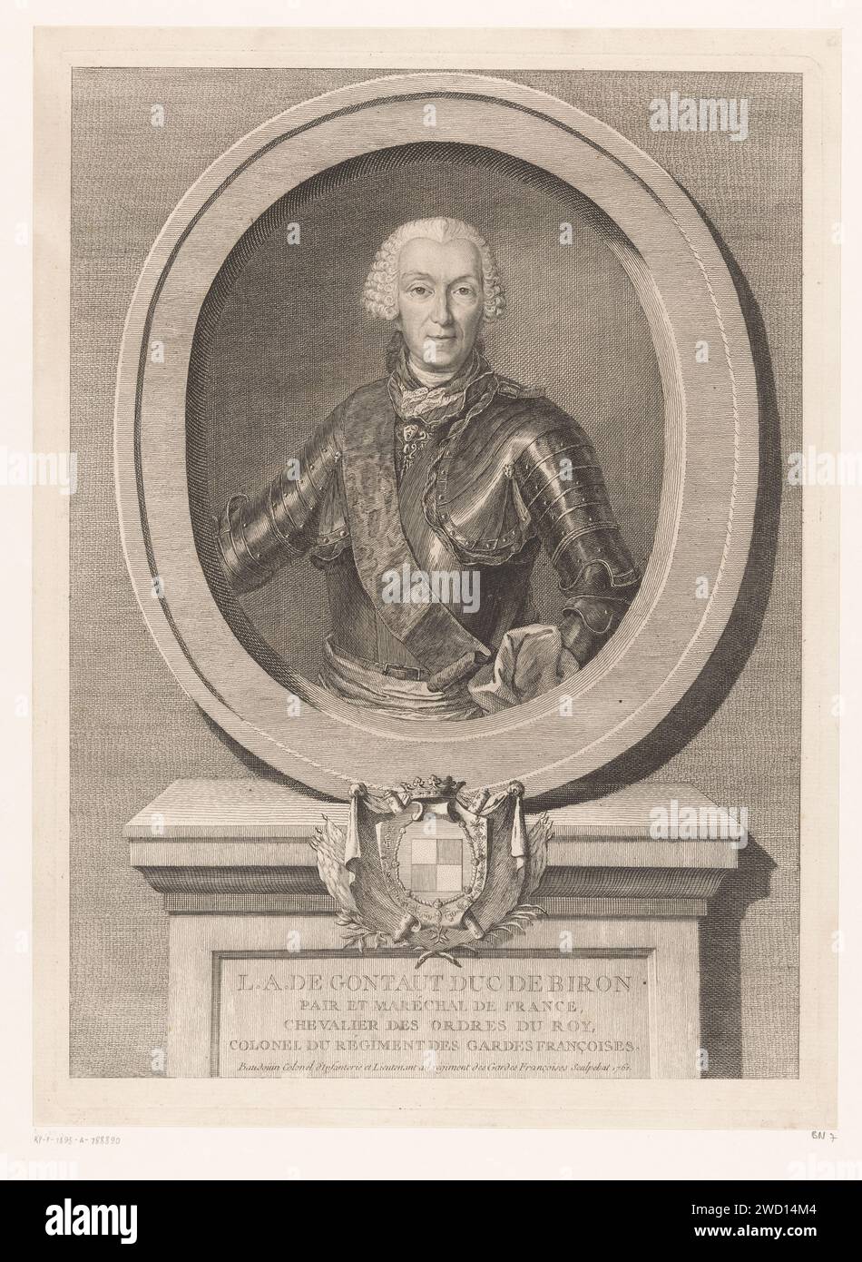 Portret van Charles de Gontaut-Biron, Simon René Baudouin, 1761 print ...