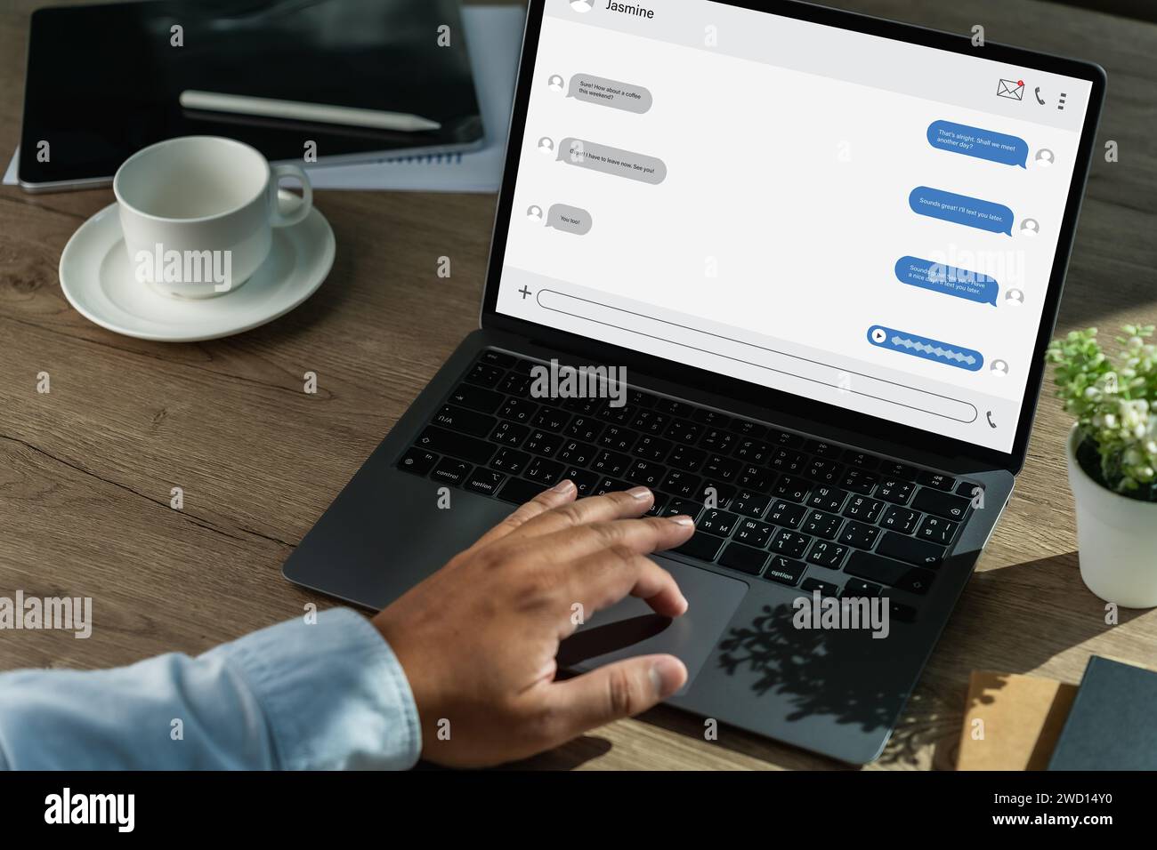Man chatting on mobile phone chat message chatting in the global ...