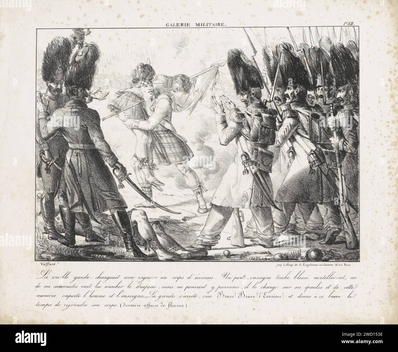 Drainage of an injured Scottish standard bearer, 1794, Pierre Antoine ...