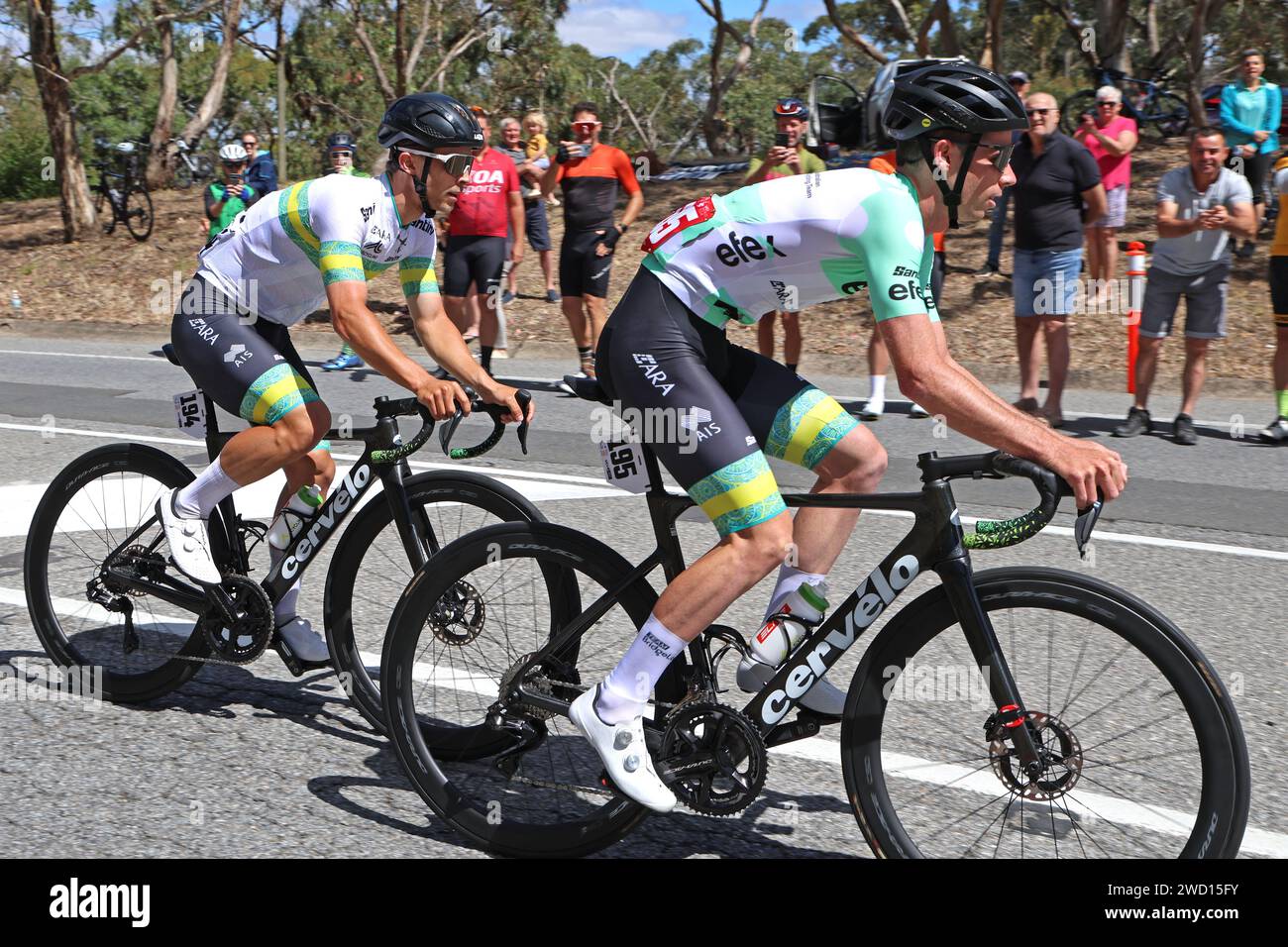 Riders Luke Burns (195) and Tristan Saunders (195) of the Australian ...
