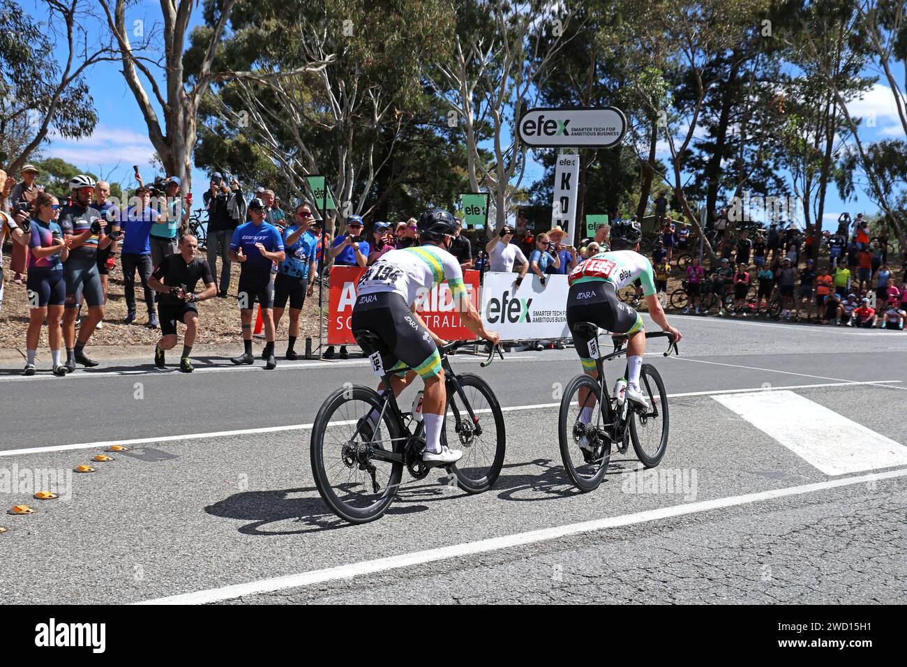 Riders Luke Burns (195) and Tristan Saunders (195) of the Australian ...