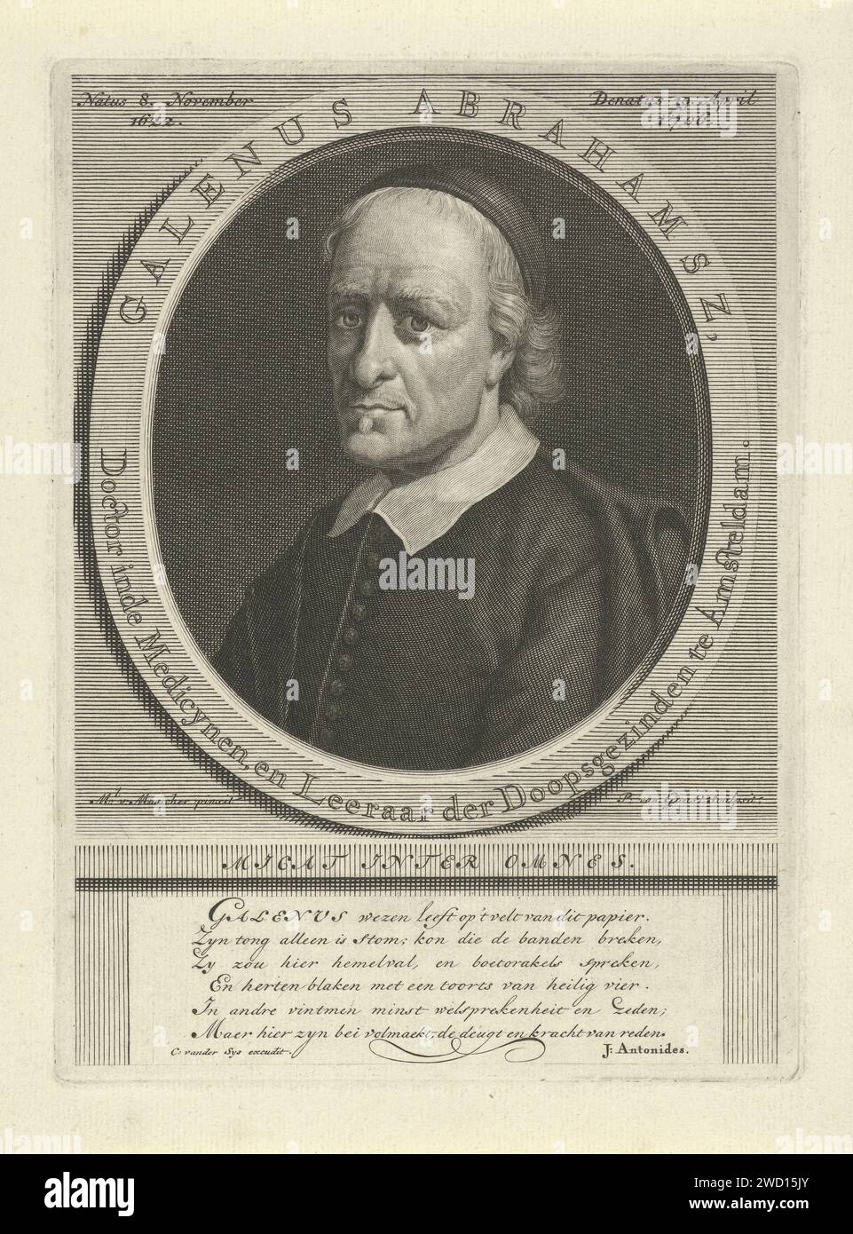 Portrait of Galenus Abrahamsz. de Haan, Pieter van Gunst, After Michiel ...