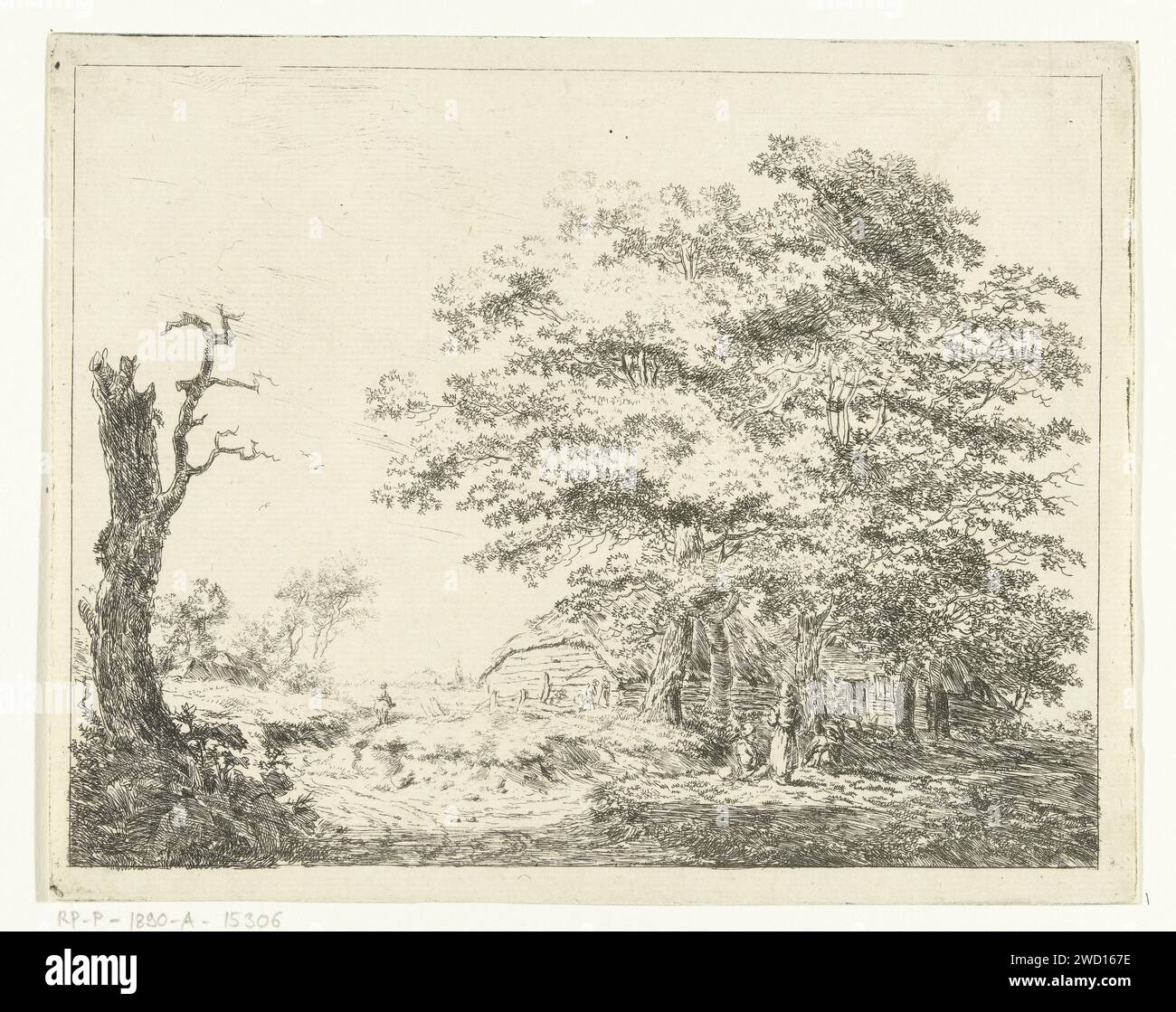 Landscape with farm and figures under trees, Hermanus van Brussel, c ...