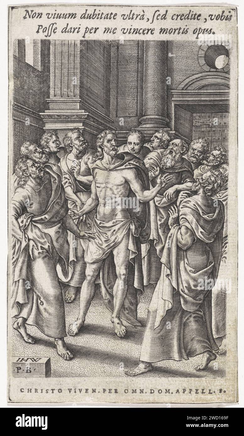 Christ appears on the Apostles, Johannes Wierix, after Pieter van der Borcht (I), 1571 print In ...
