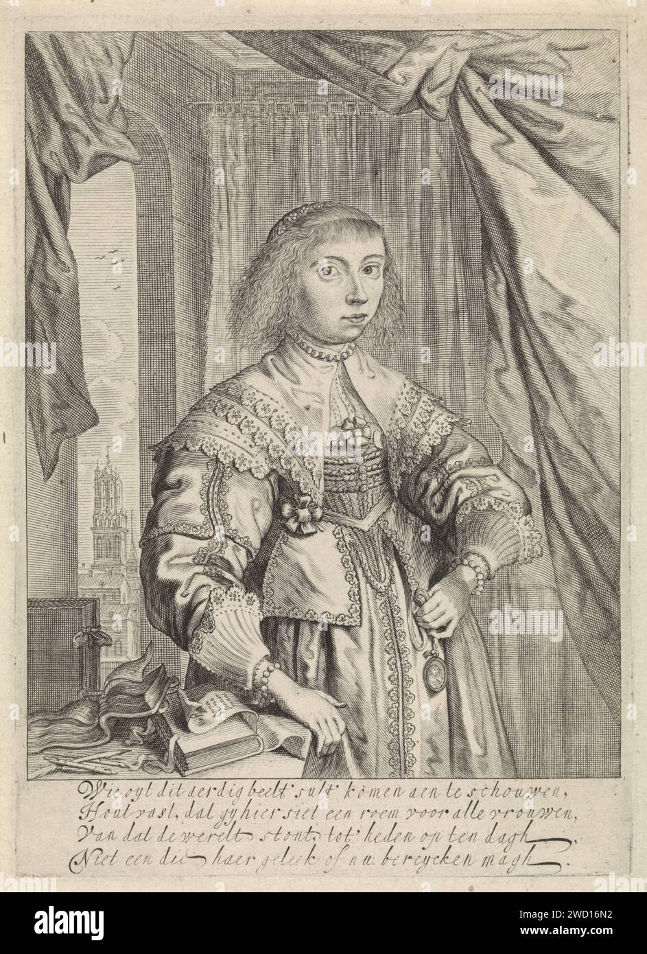 Portrait of Anna Maria van Schurman, Theodor Matham, 1640 - 1676 print ...