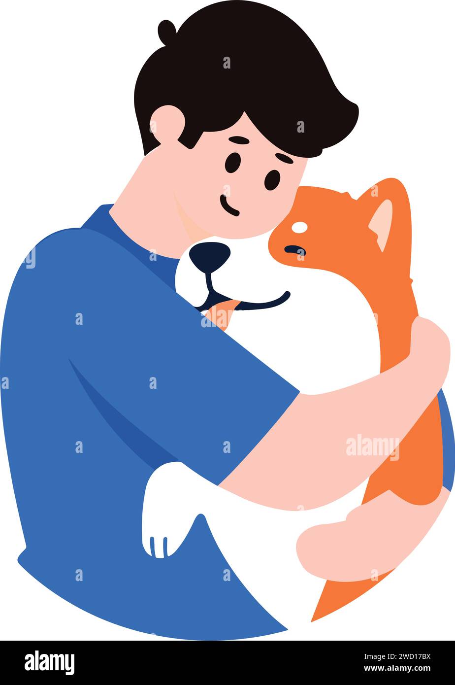 Male hugging dog Stock Vector Images - Alamy
