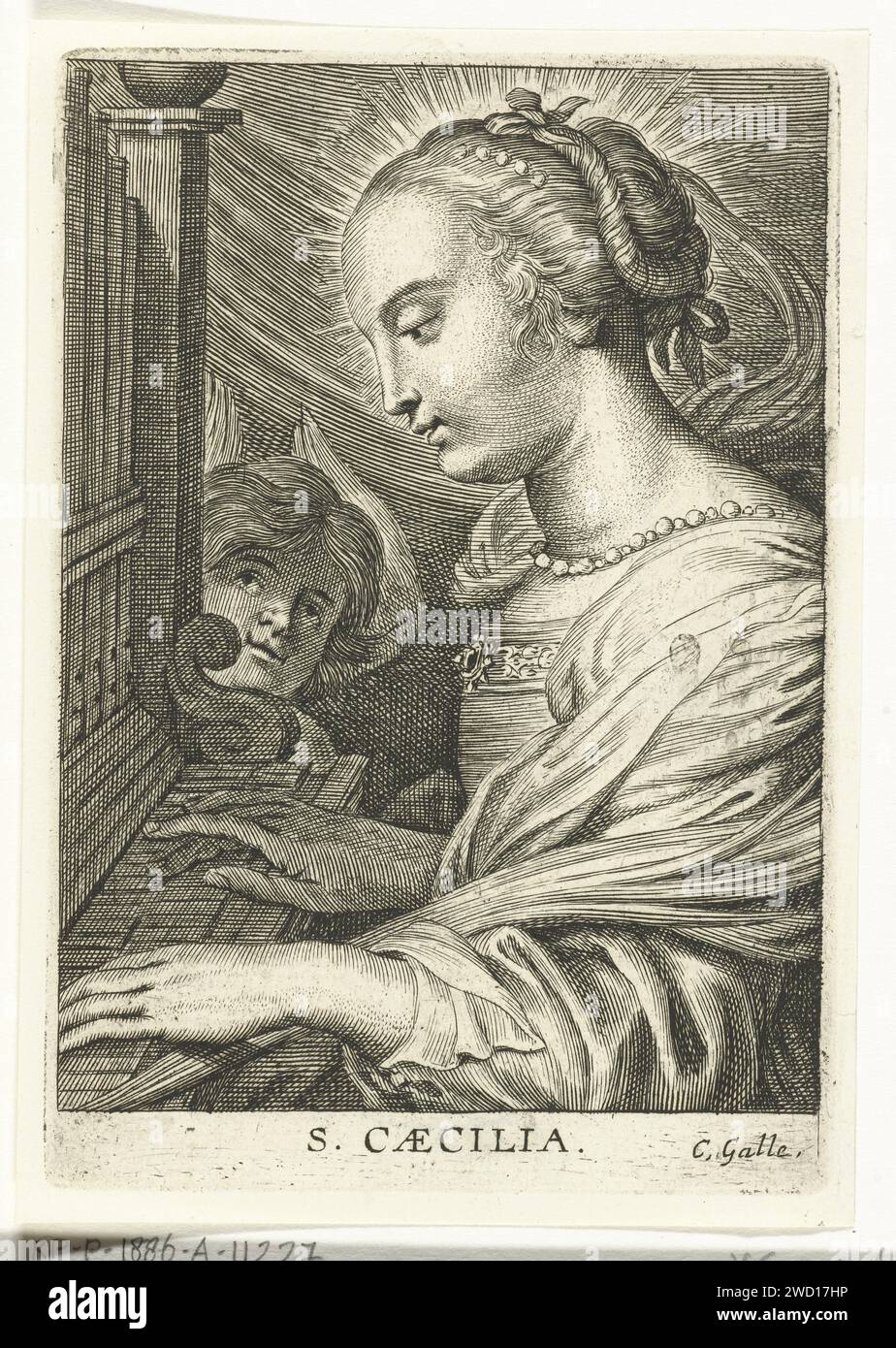 Saint Cecilia with organ, selected Adamsz. Bolswert, after Peter Paul ...