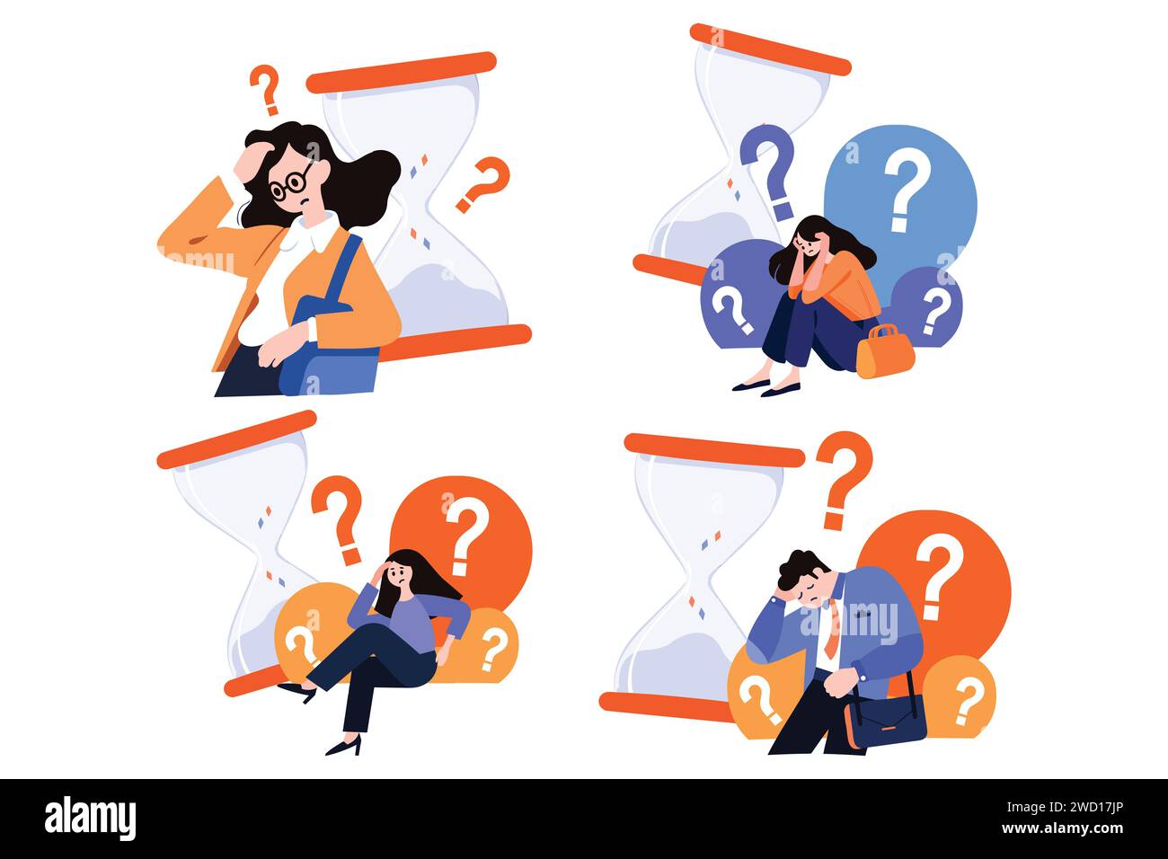 Tired woman stressed work Stock Vector Images - Alamy