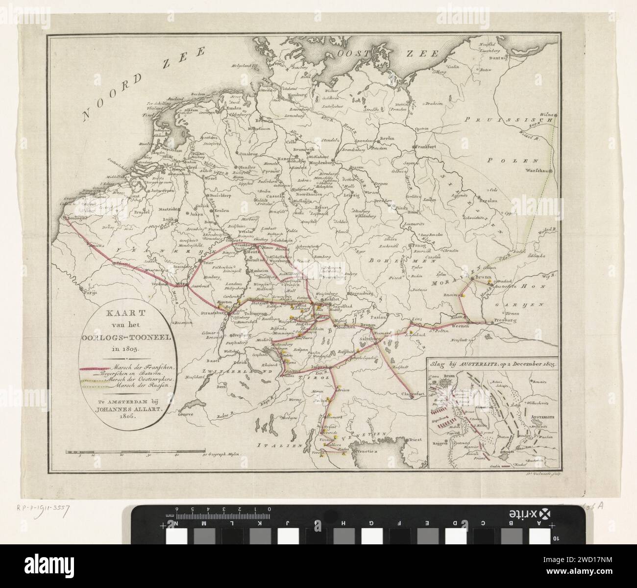 Map of the war theater in 1805, Daniël Vrevalwaard (I), 1806 print Map ...