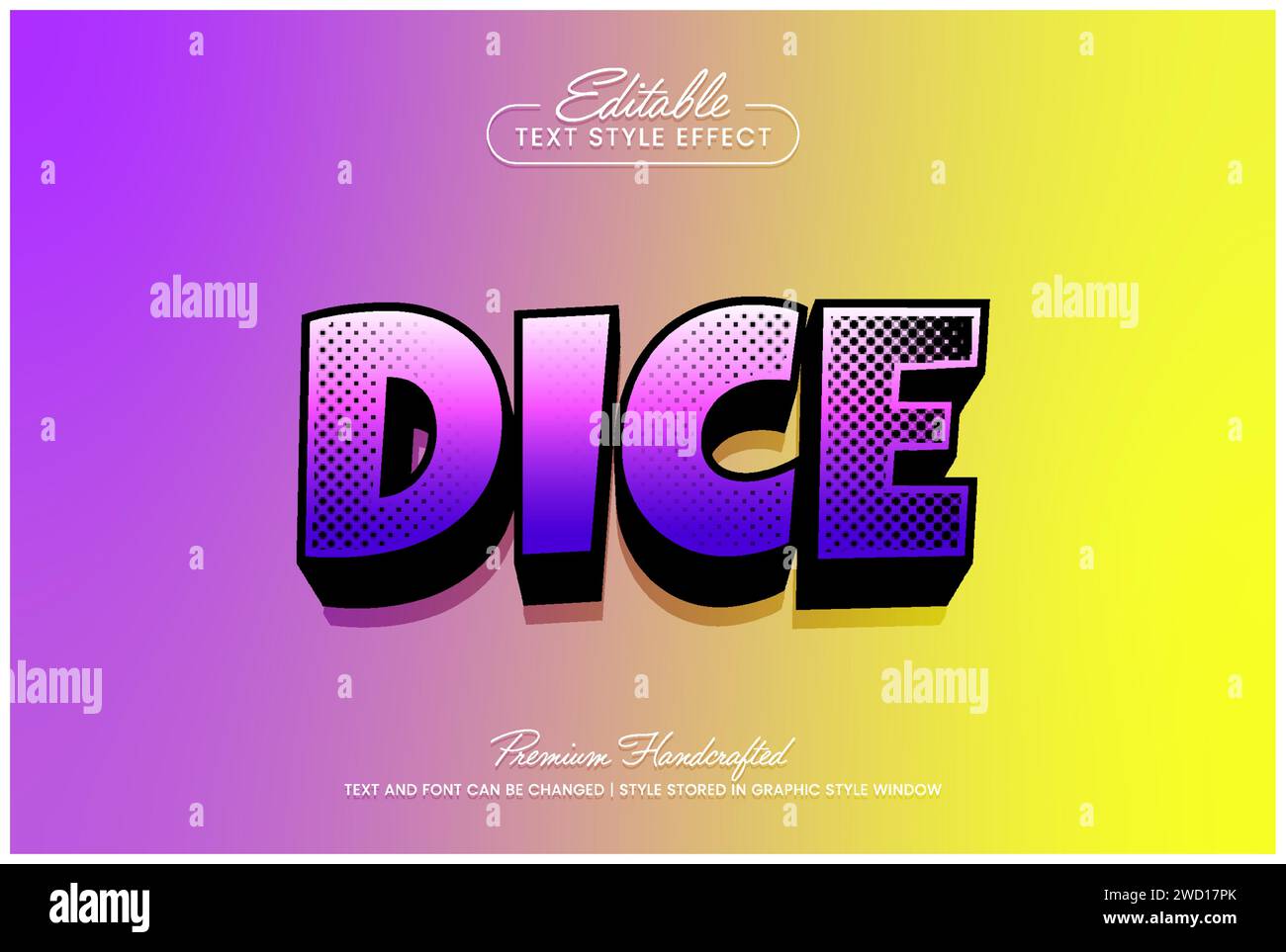 Retro editable vector 3D text style effect with halftone pattern ...