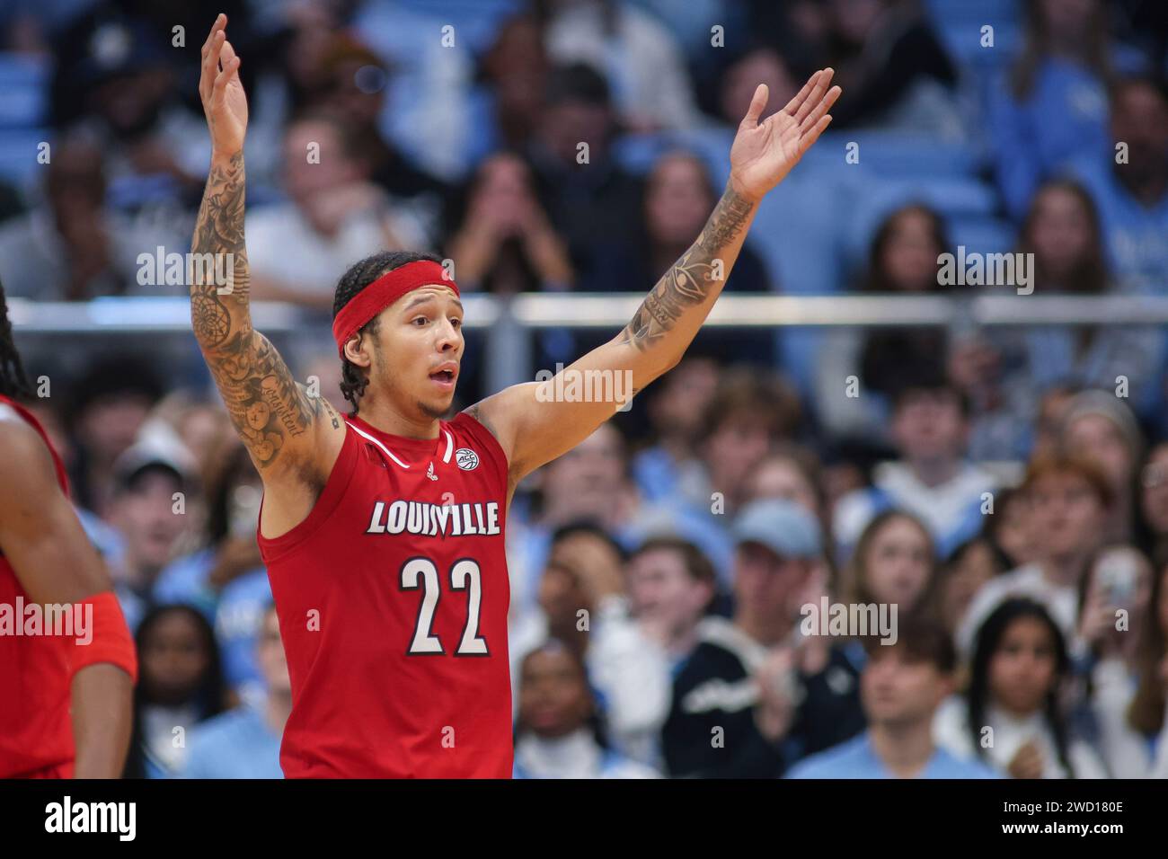 CHAPEL HILL, NC - JANUARY 17: Louisville Cardinals guard Tre White (22 ...