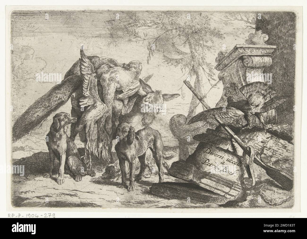 Donkey with poultry loaded, Peeter Boel, 1800 - 1900 print A donkey ...