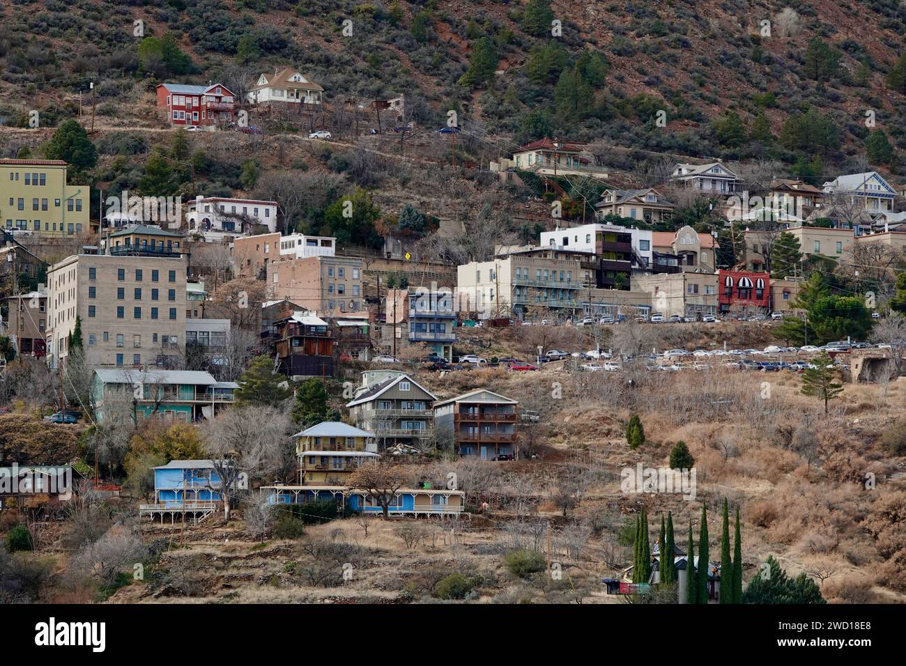A view of the old mining town of Jerome, a town in central Arizona ...