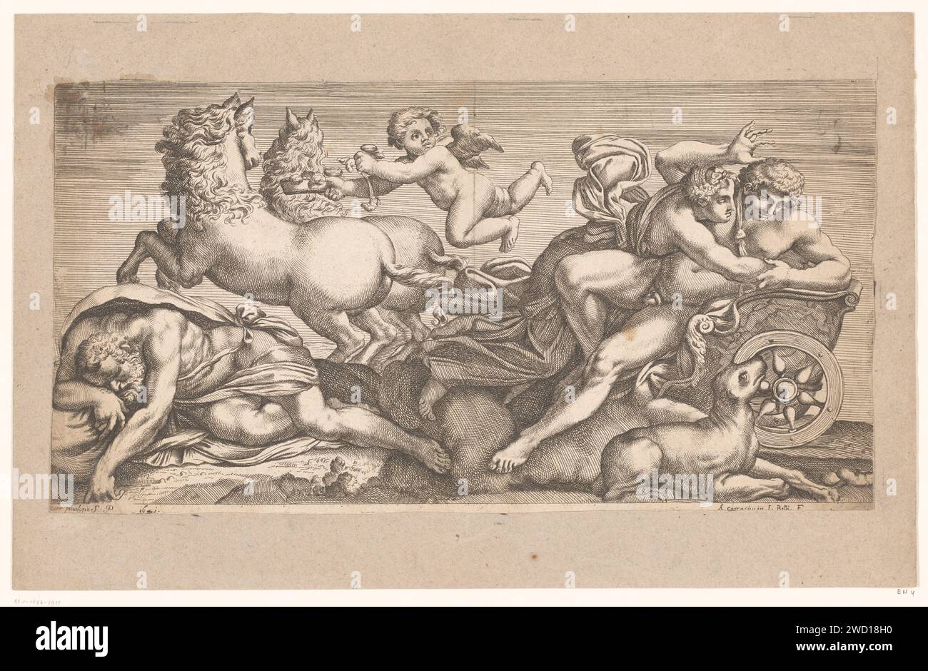 Cephalus taken by Aurora in her chariot, Jacques Belly, After Agostino ...