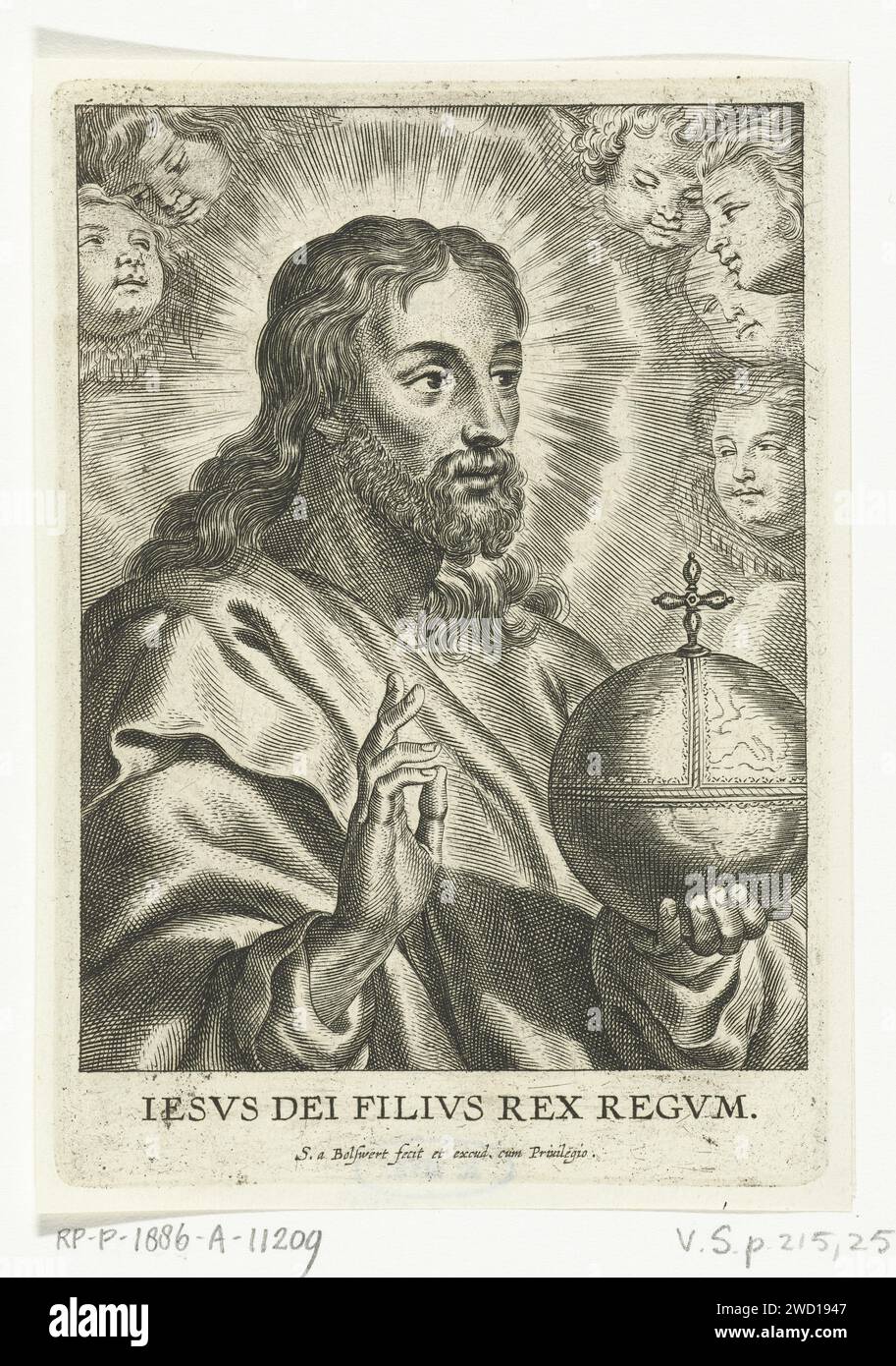 Christ as Salvator Mundi with Cherubin, Schelte Adamsz. Bolswert, after ...