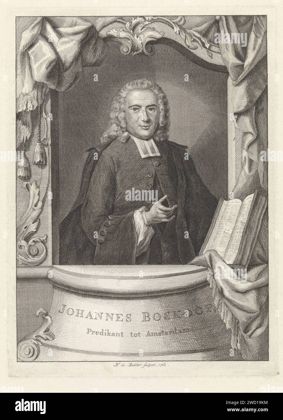 Portrait of pastor Johannes Boskoop, Barent de Bakker, After Jacob ...
