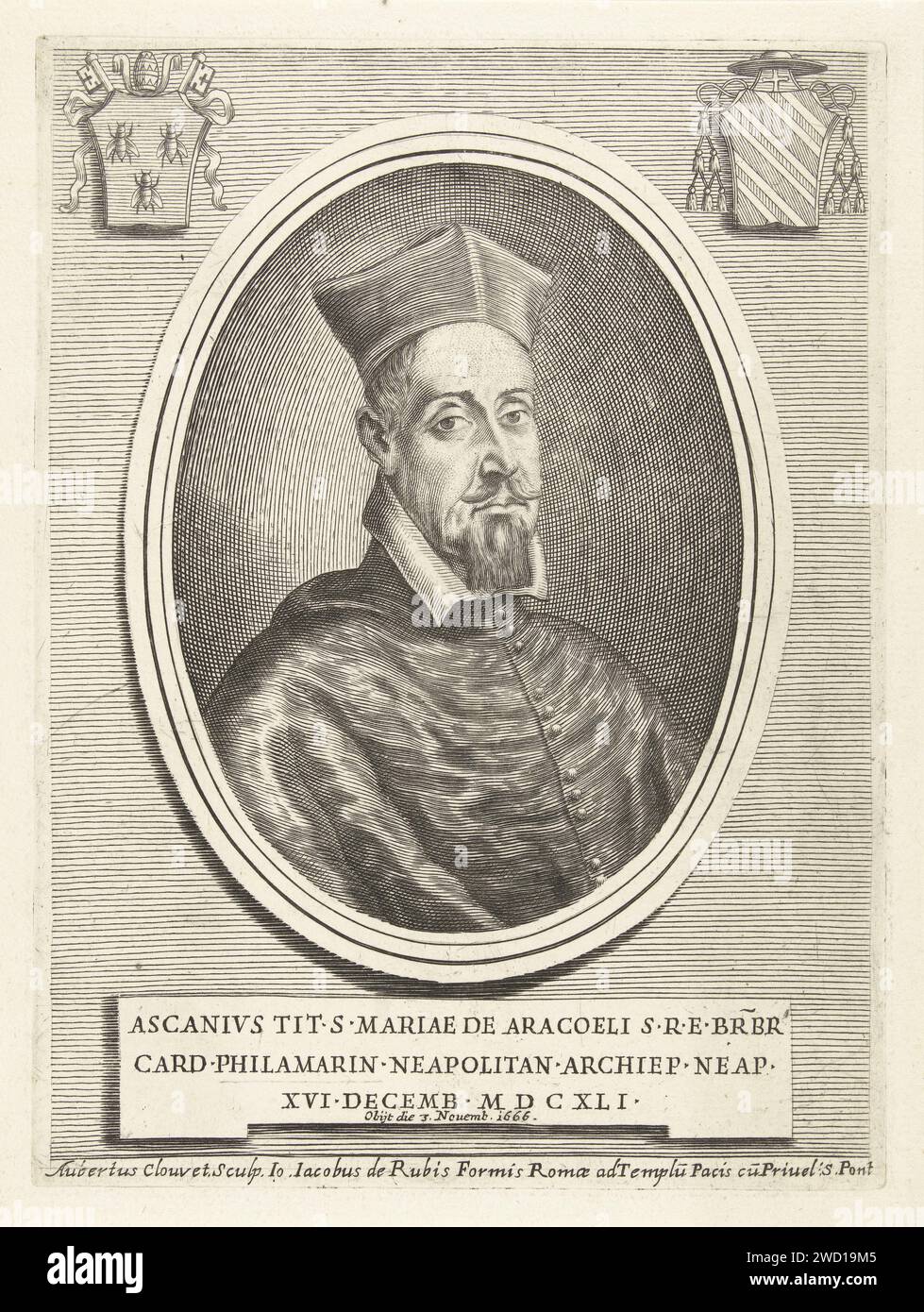 Portrait of Cardinal Ascanio Filomarino, Albertus Clouwet, 1666 - 1679 ...