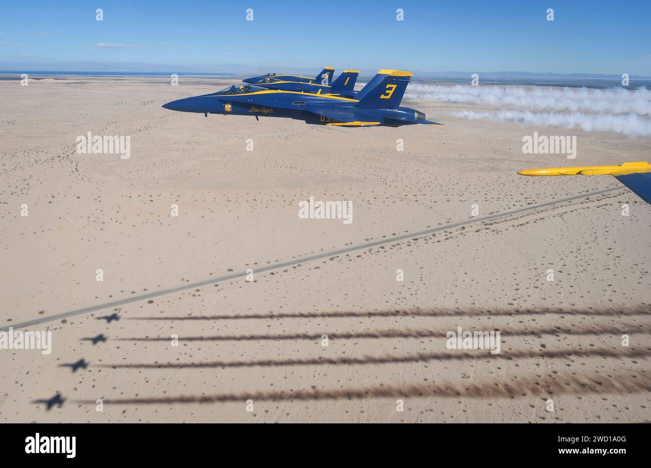 The Blue Angels, conduct a training flight over El Centro, California ...