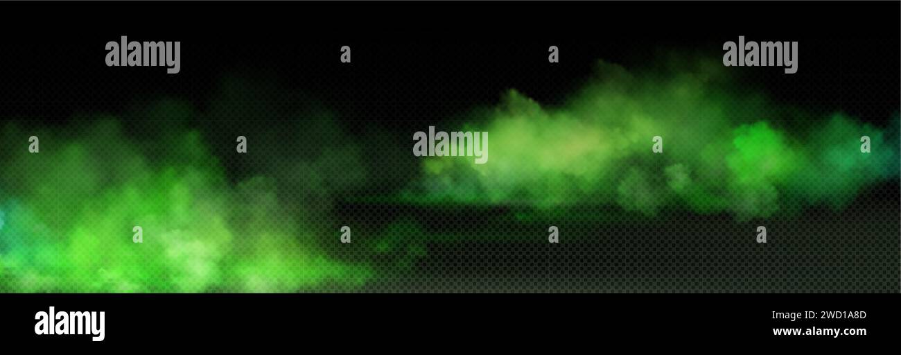 Green toxic smoke cloud with overlay effect on transparent background ...
