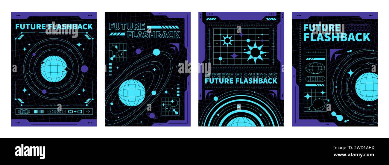 Space poster design template in trendy y2k style with acid grid pattern ...