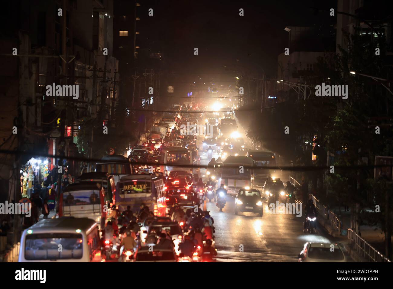 traffic jam takes place in the main road of kathmandu. Kathmandu is the ...
