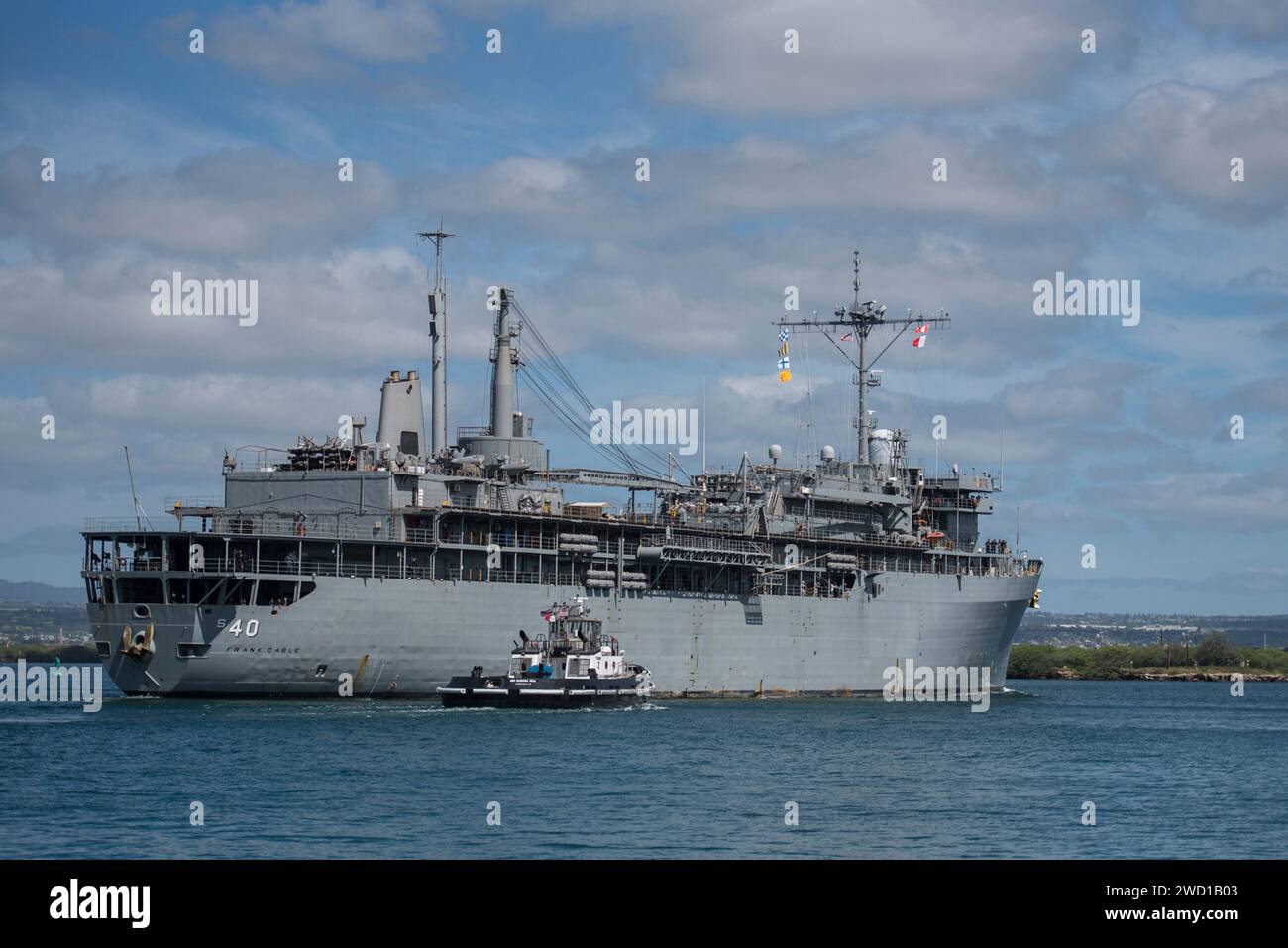 Submarine tender USS Frank Cable arrives at Joint Base Pearl Harbor ...
