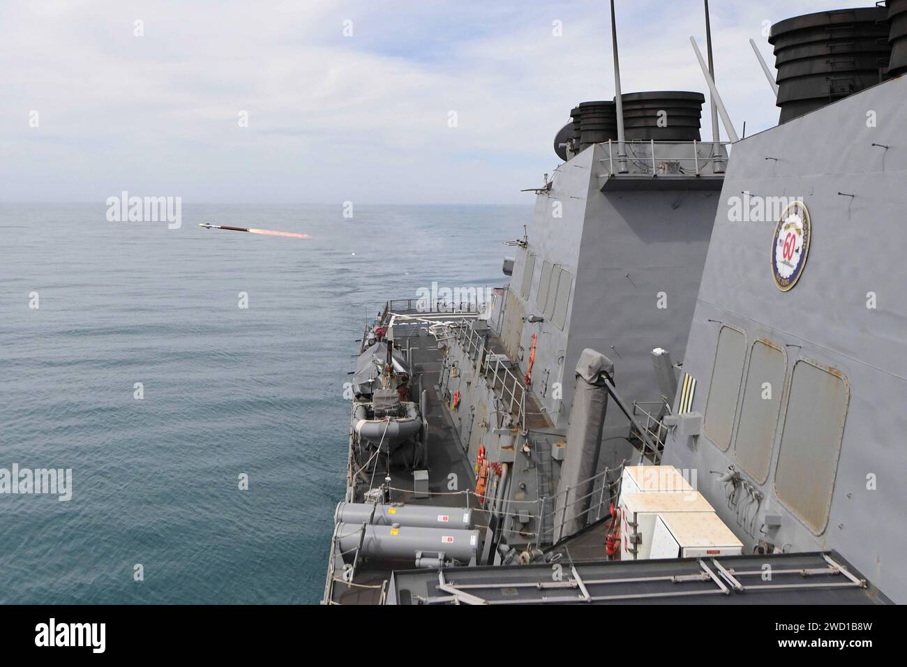 Guided-missile destroyer USS Donald Cook fires it's SeaRAM close-in ...