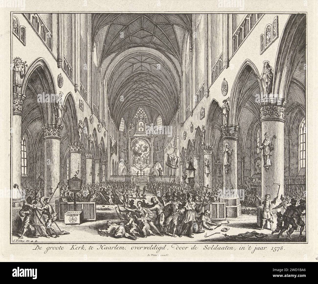 The Grote Kerk in Haarlem stormed by Protestants, 1578, Simon Fokke ...