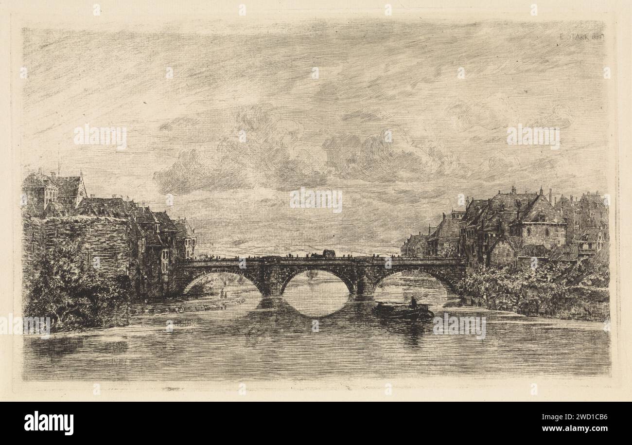 Use over the Fulda Te Kassel, Elias Stark, 1888 print The bridge over ...
