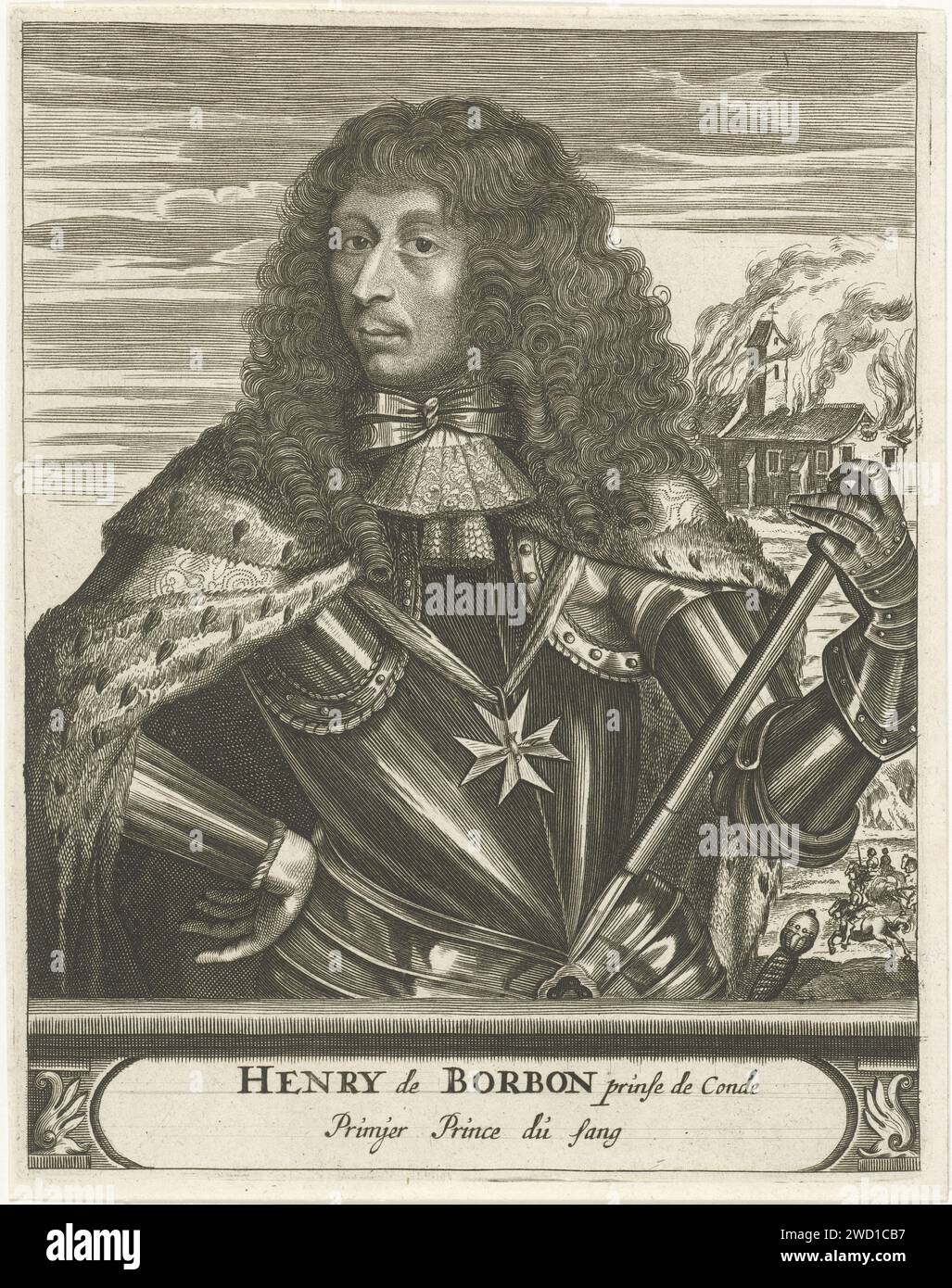 Portrait of Henry de Bourbon, Christiaan Hagen, c. 1635 - 1695 print ...
