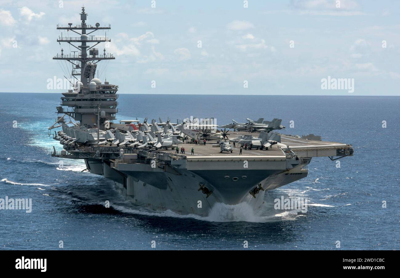 The aircraft carrier USS Ronald Reagan patrols the western Pacific ...