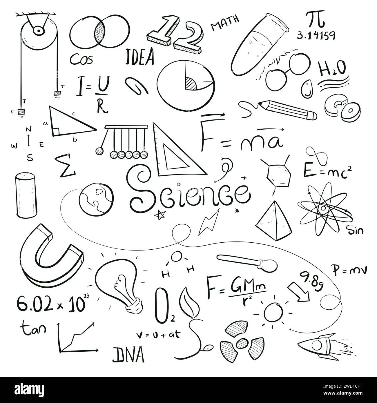 Hand Drawn Science Scribbles Doodle Vector Illustration Doodle icon ...
