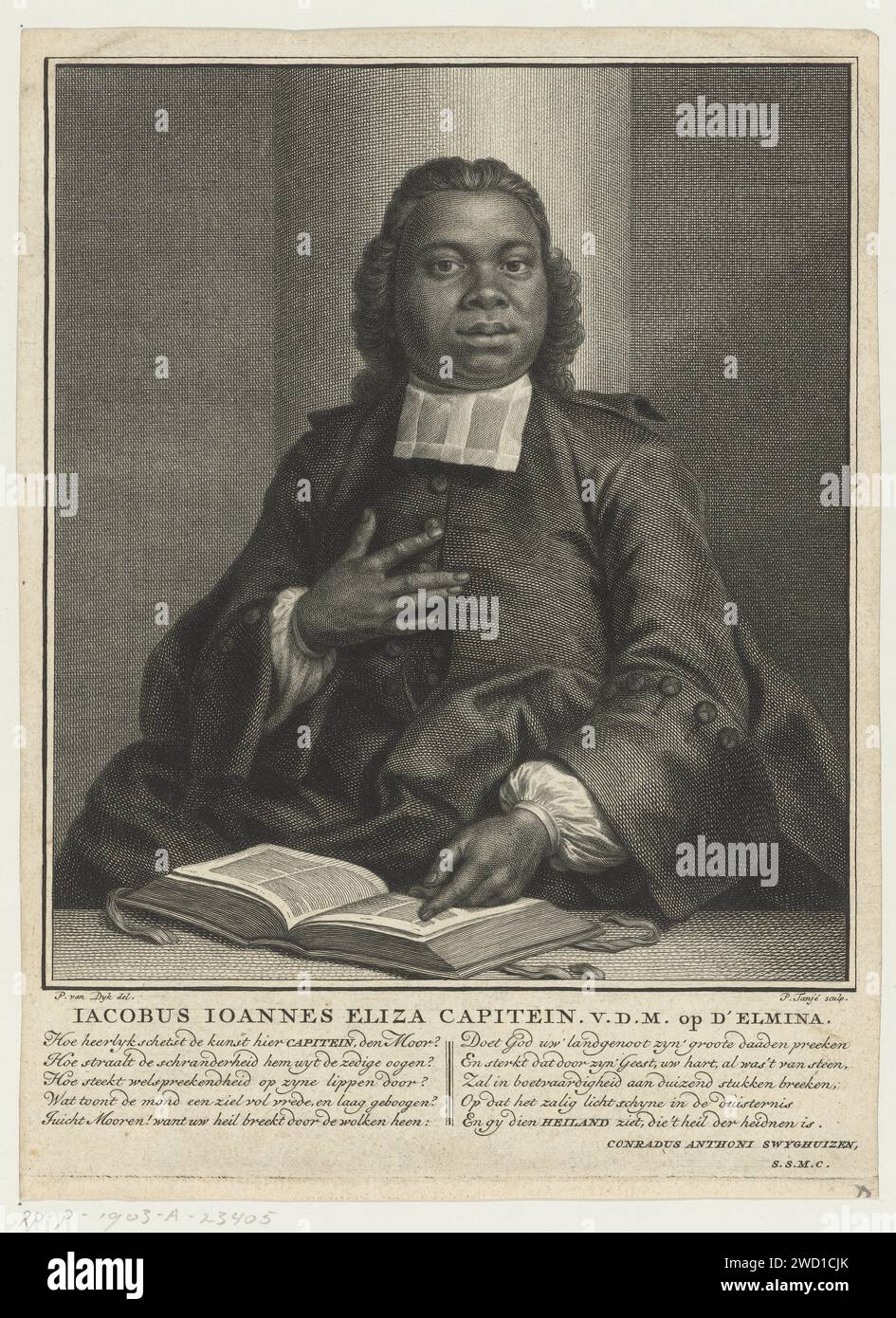 Portrait of pastor Jacobus Elisa Johannes Capitein, Pieter Tanjé, after ...