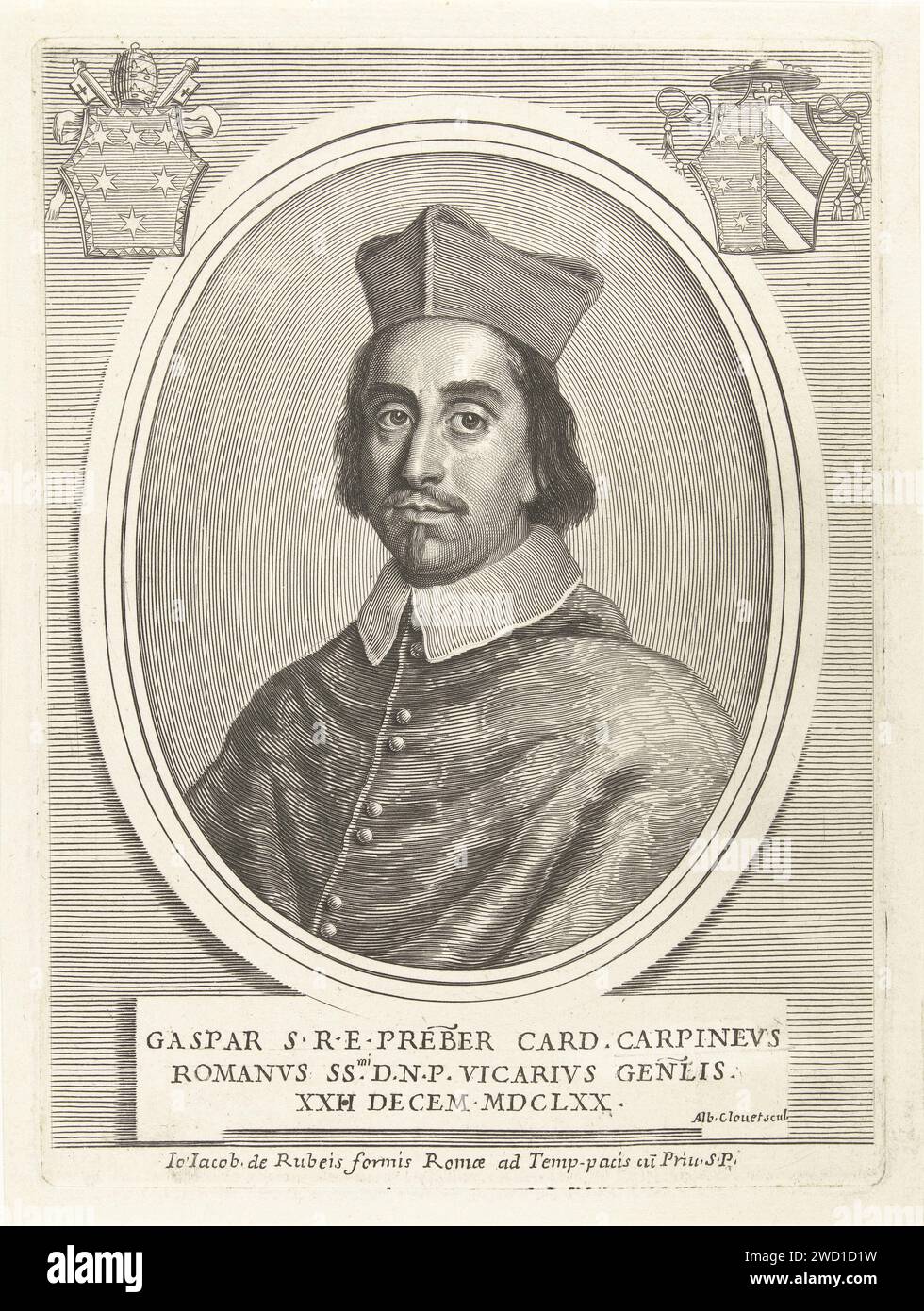 Portrait of Kardinal Gasparo Carpegna, Albertus Clouwet, 1670 - 1679 ...