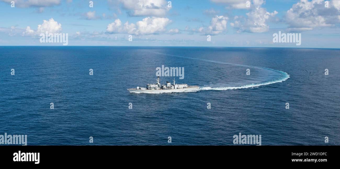 The Royal Navy Duke-class frigate HMS Westminster makes a starboard ...