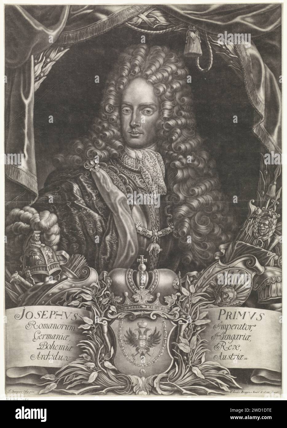 Portrait of Emperor Jozef I, Johann van der Bruggen, After Frans van ...
