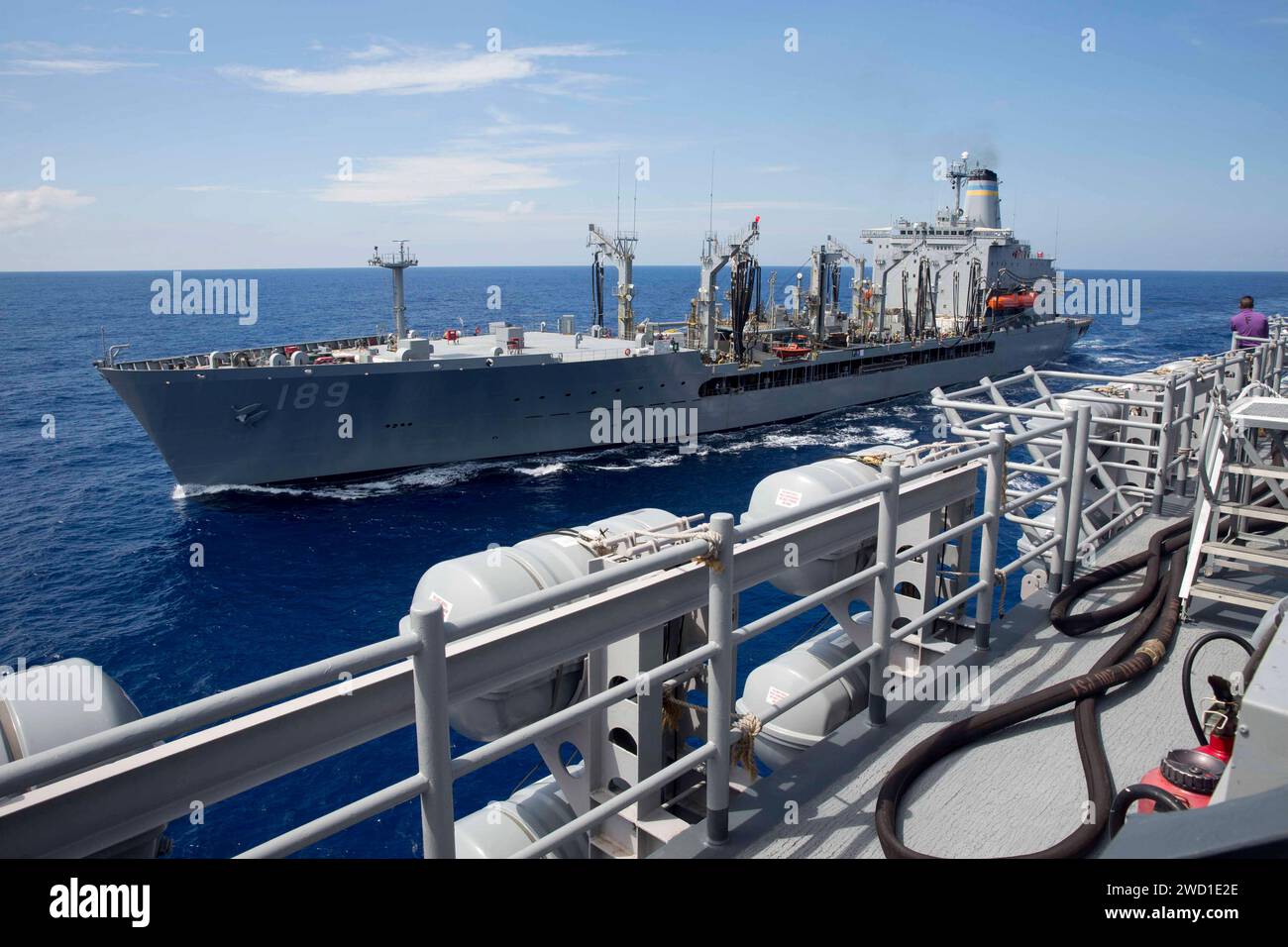 The fleet replenishment oiler USNS John Lenthall alongside USS ...