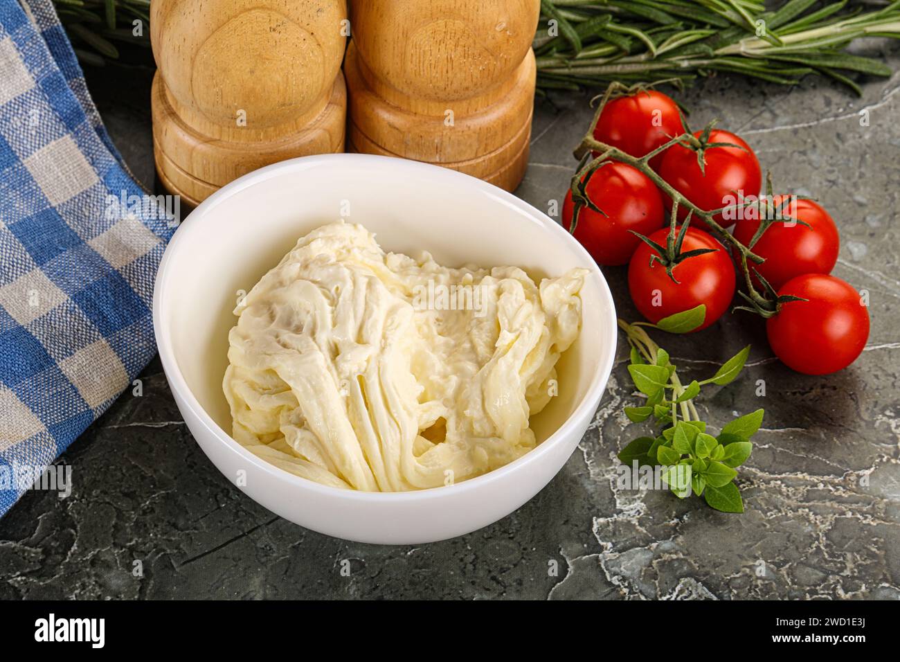 Italian delicous stracciatella cheese in the bowl Stock Photo - Alamy