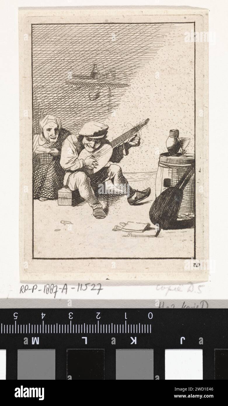 Boer plays De Luit, Anonymous, After David Teniers (II), 1626 - 1740 ...