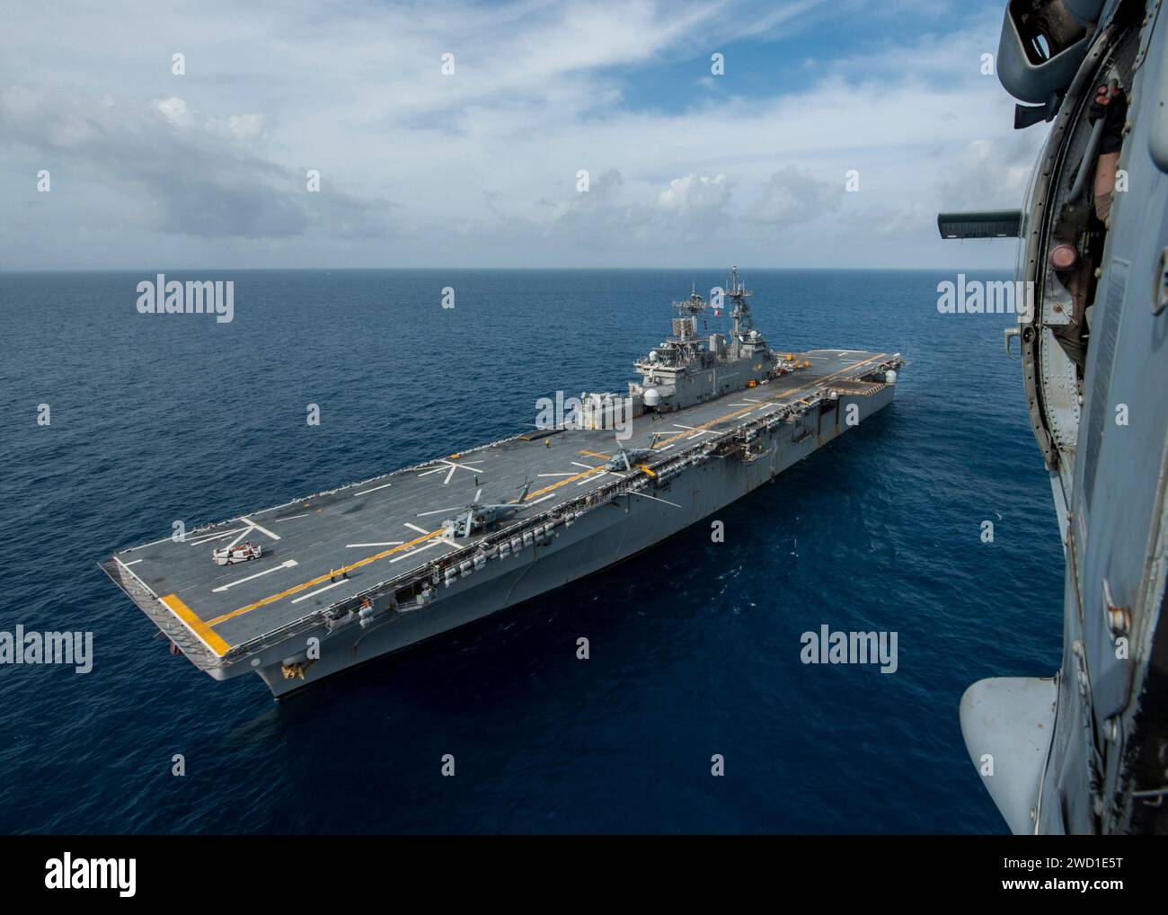 The amphibious assault ship USS Wasp transits the Caribbean Sea Stock ...