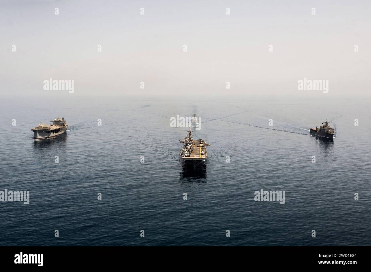 U.S. Navy ships underway in formation in the Gulf of Aden during ...