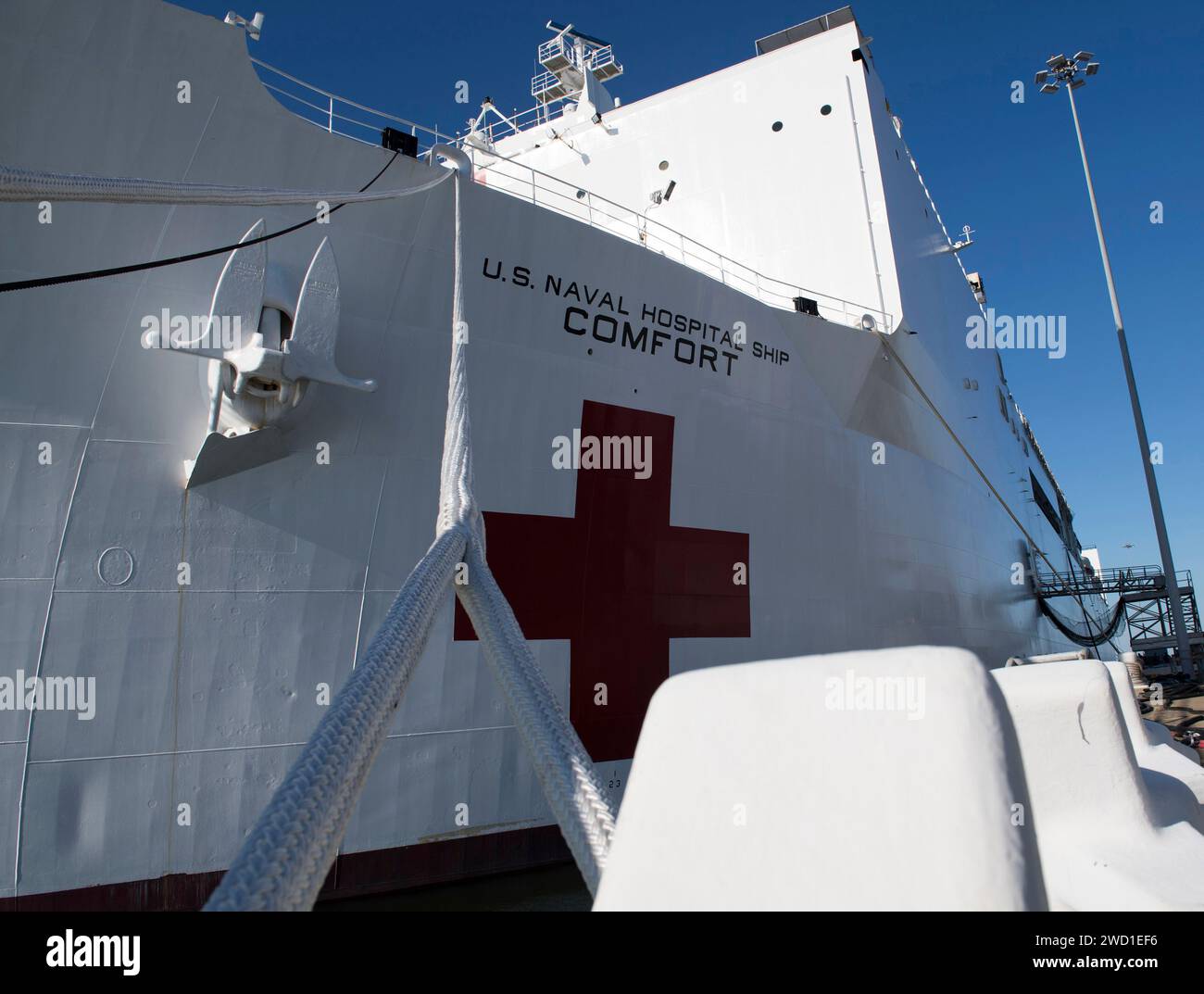 The Military Sealift Command hospital ship USNS Comfort is pierside ...