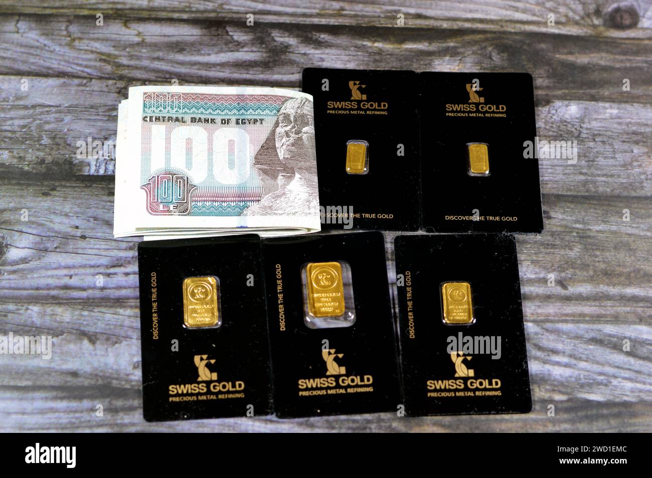 Cairo, Egypt, January 15 2024: 24K karat Swiss Gold pure yellow gold of ...