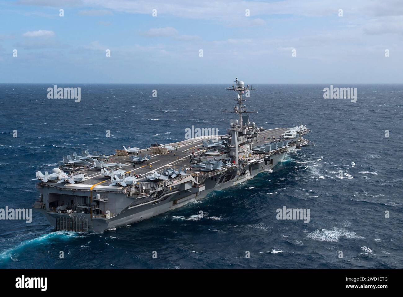 The aircraft carrier USS Harry S. Truman transits the Atlantic Ocean ...