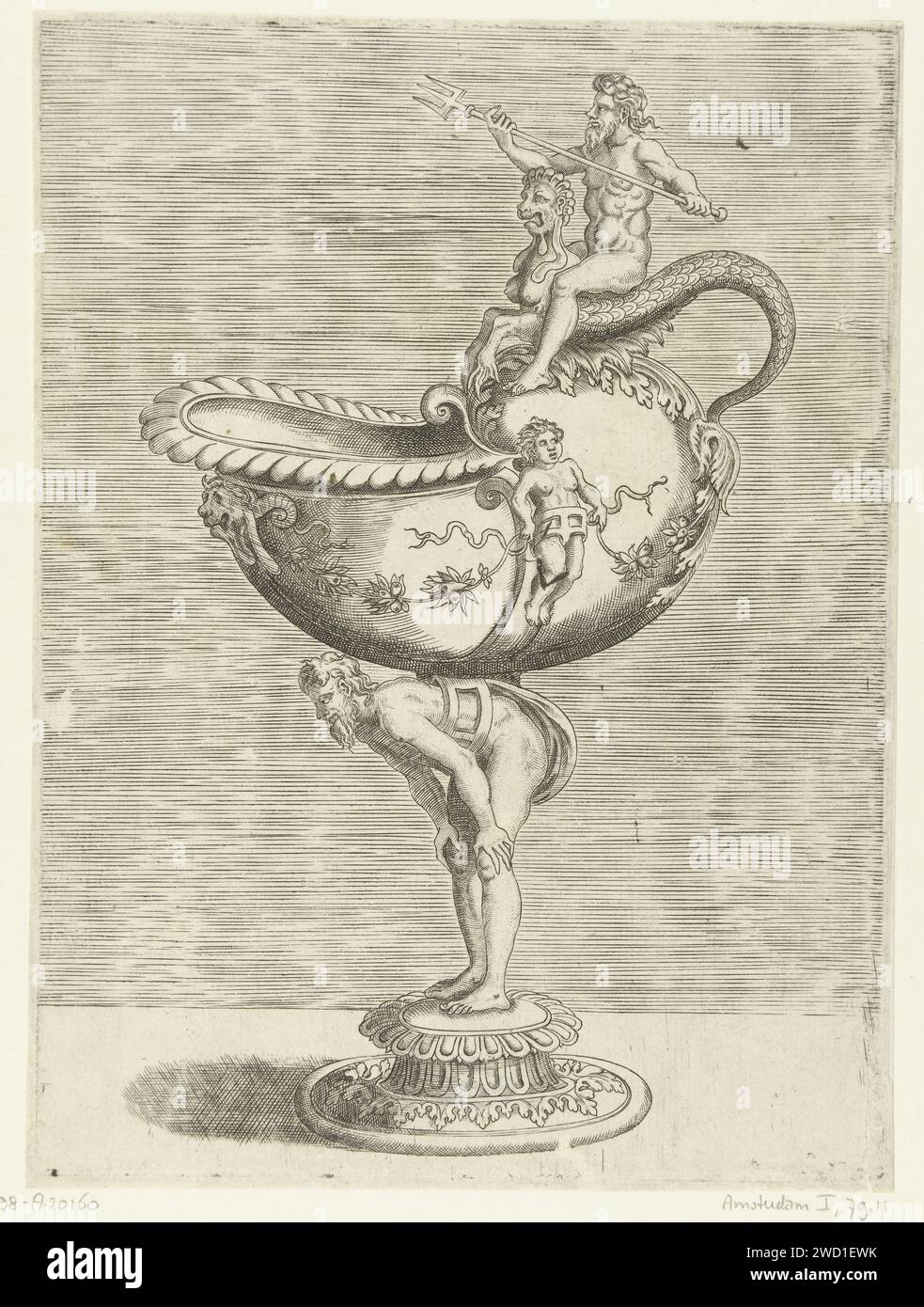 Nautilusbokaal, resting on the back of a man suffering, Balthazar van ...