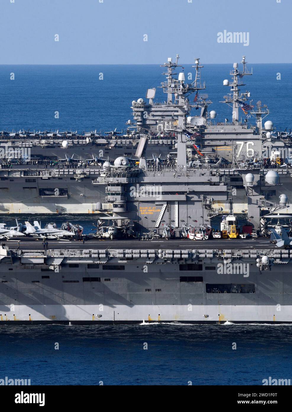 USS Ronald Reagan, USS Theodore Roosevelt and USS Nimitz transit the ...